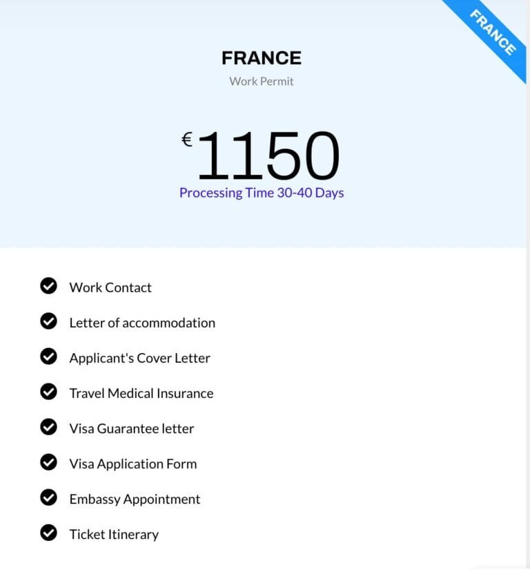 For France Work Permit Full Service Charge - Prabesh Group