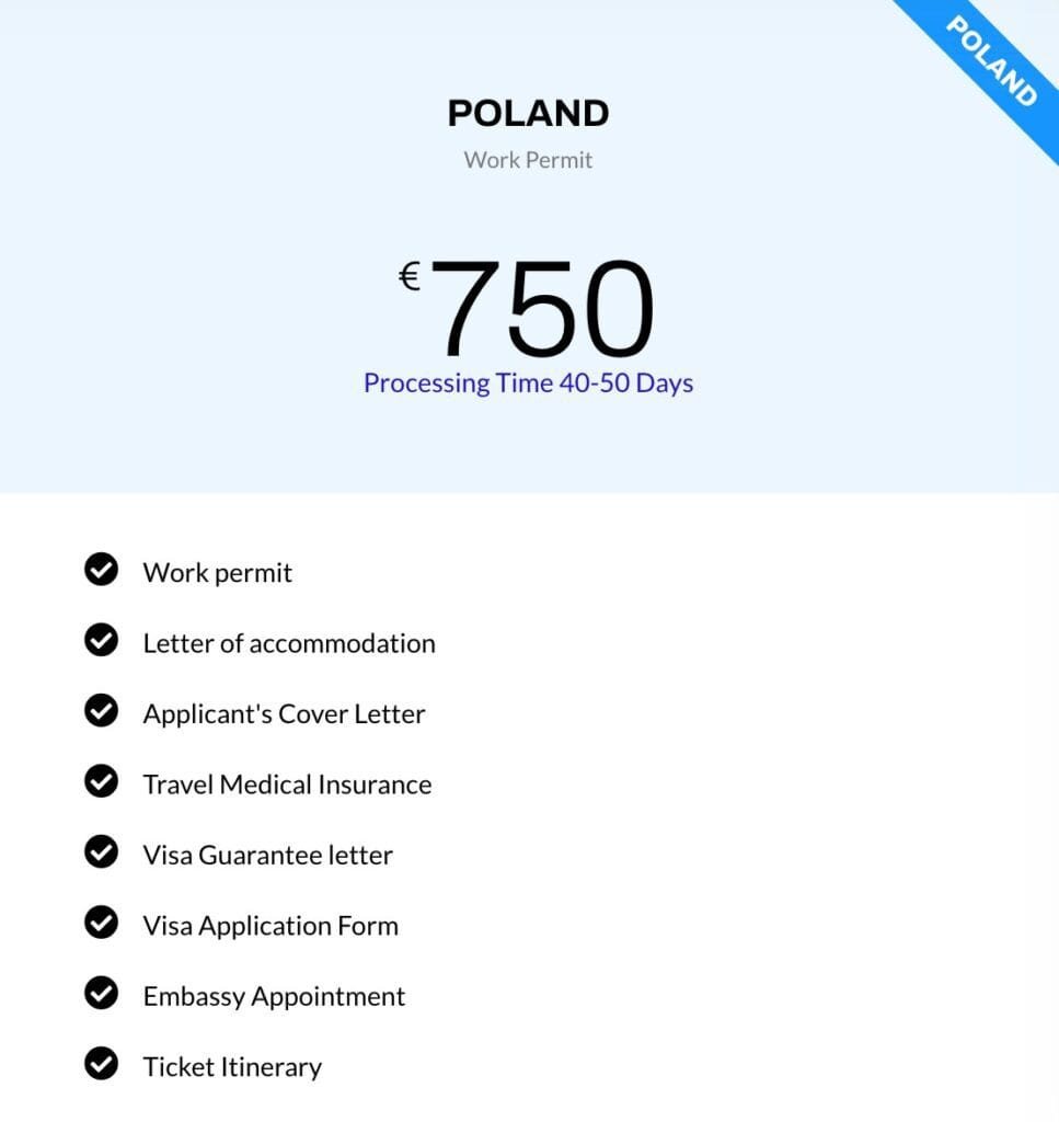 For Poland Work Permit Full Service Charge - Prabesh Group